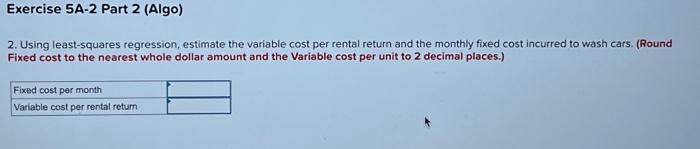 Solved Exercise 5A-2 (Algo) Least-Squares Regression | Chegg.com