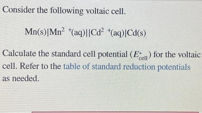 Solved Consider the following voltaic cell. | Chegg.com