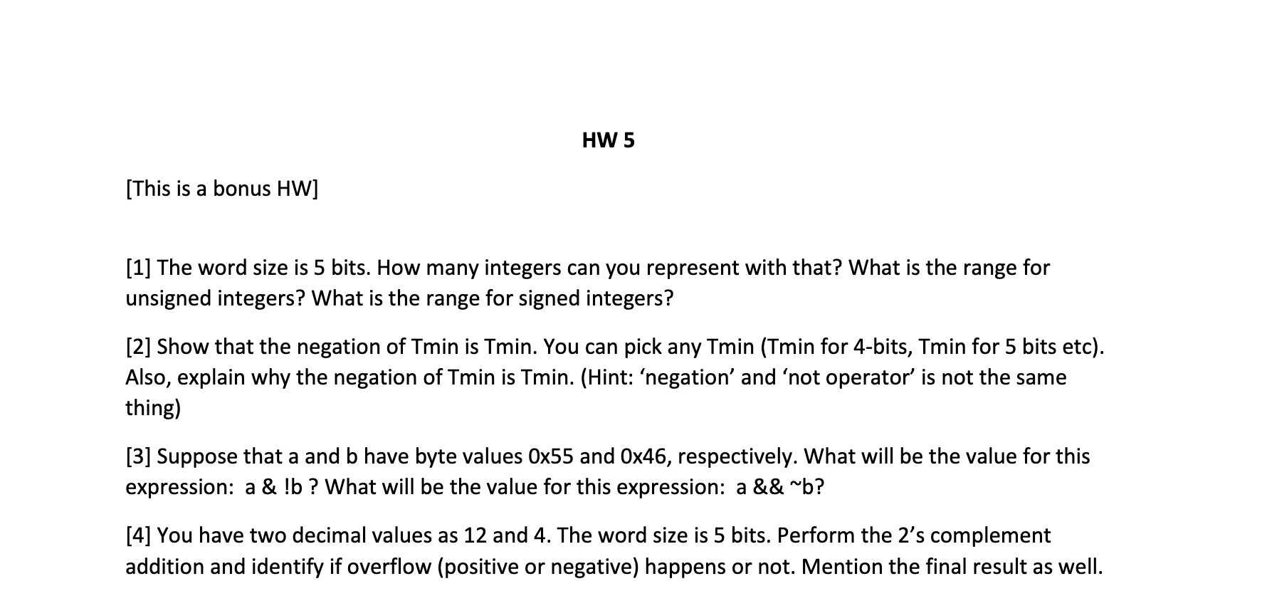 Solved HW 5[This is a bonus HW][1] ﻿The word size is 5 | Chegg.com