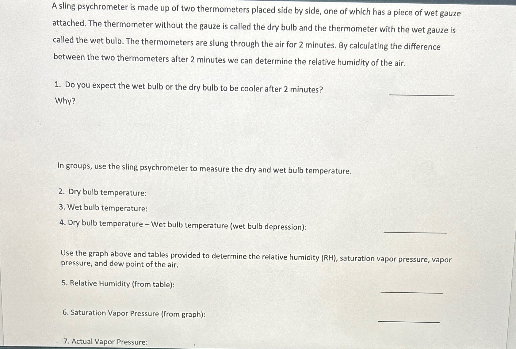 Solved A sling psychrometer is made up of two thermometers | Chegg.com