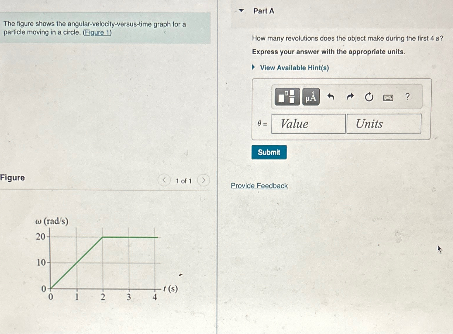 Solved The Figure Shows The Angular Velocity Versus Time