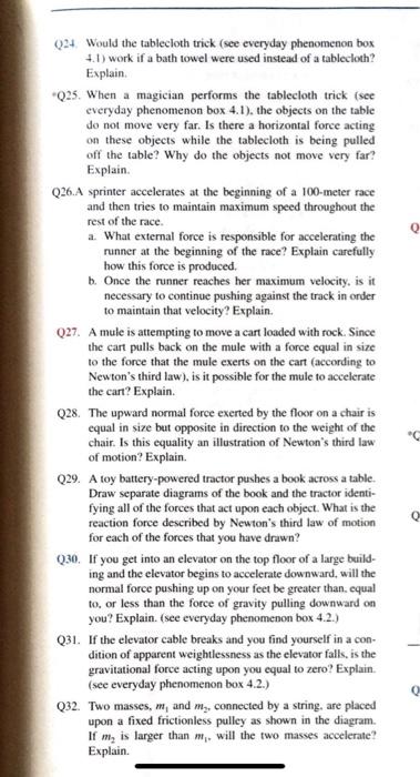 Solved Q24. Would the tablecloth trick (see everyday | Chegg.com