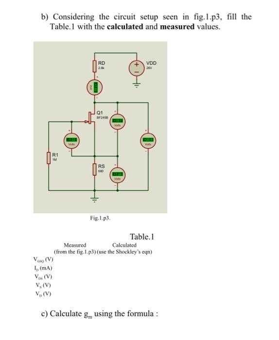 1. DC Bias of Common Source Circuit For the amplifier | Chegg.com