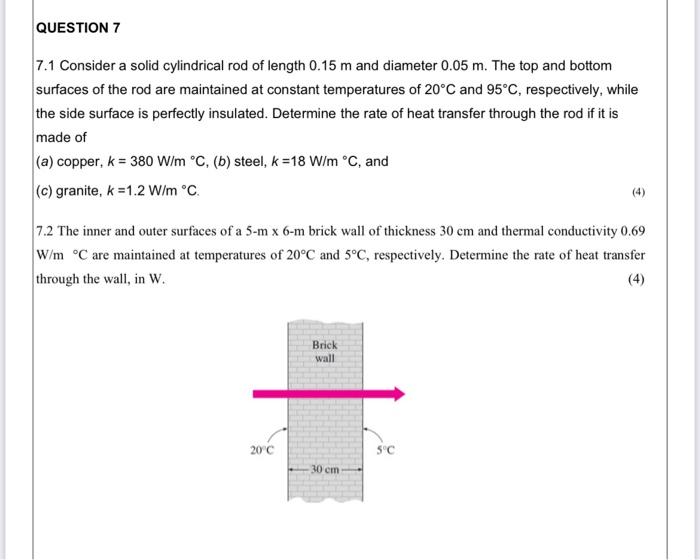 Solved 7.1 Consider a solid cylindrical rod of length 0.15 m | Chegg.com