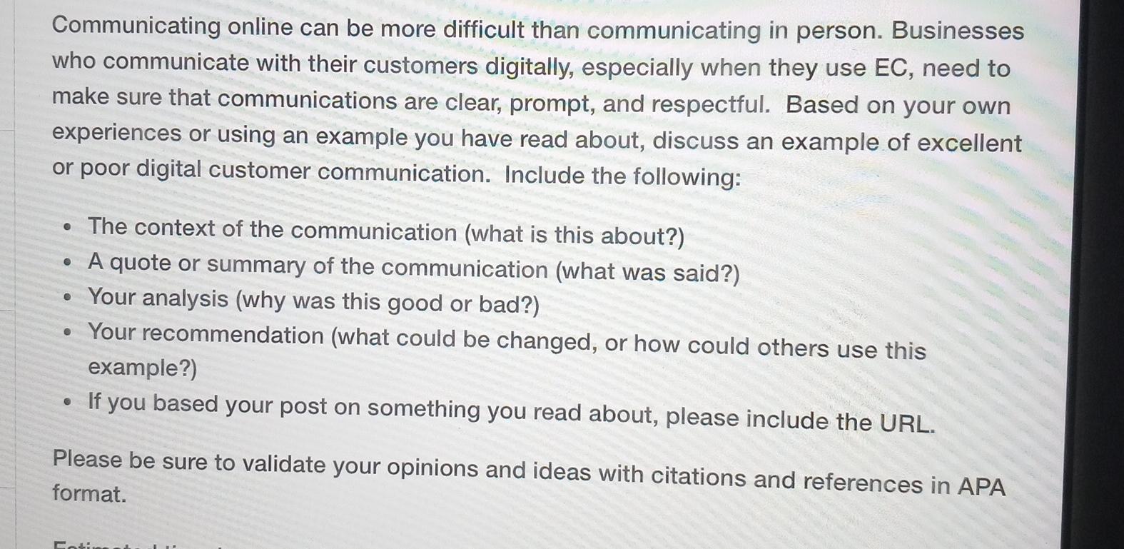 Solved Communicating online can be more difficult than | Chegg.com