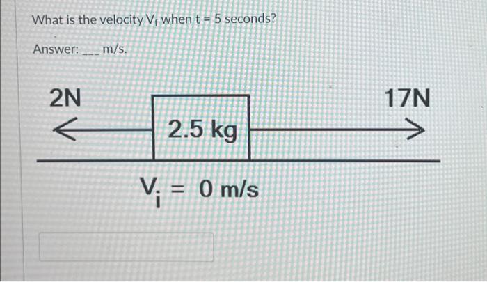 Solved What is the velocity Ve when t = 5 seconds? Answer: | Chegg.com