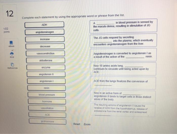 Solved 12 Complete each statement by using the appropriate | Chegg.com