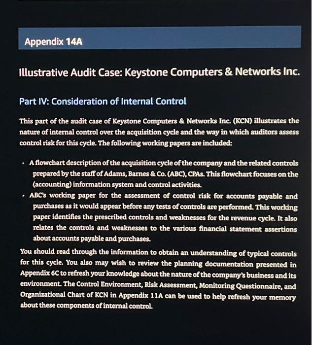 Solved Appendix 14AIllustrative Audit Case: Keystone | Chegg.com