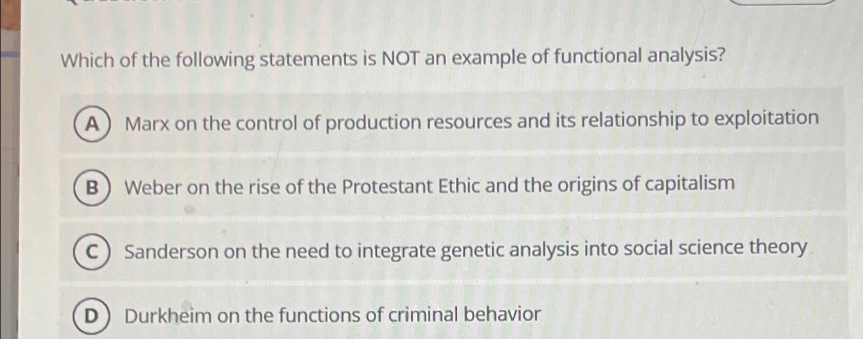 Solved Which of the following statements is NOT an example | Chegg.com