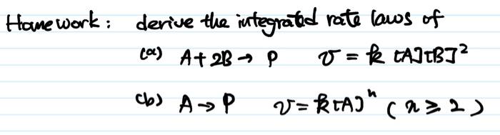 Solved Hanework: derive the integrated rate laws of (a) | Chegg.com