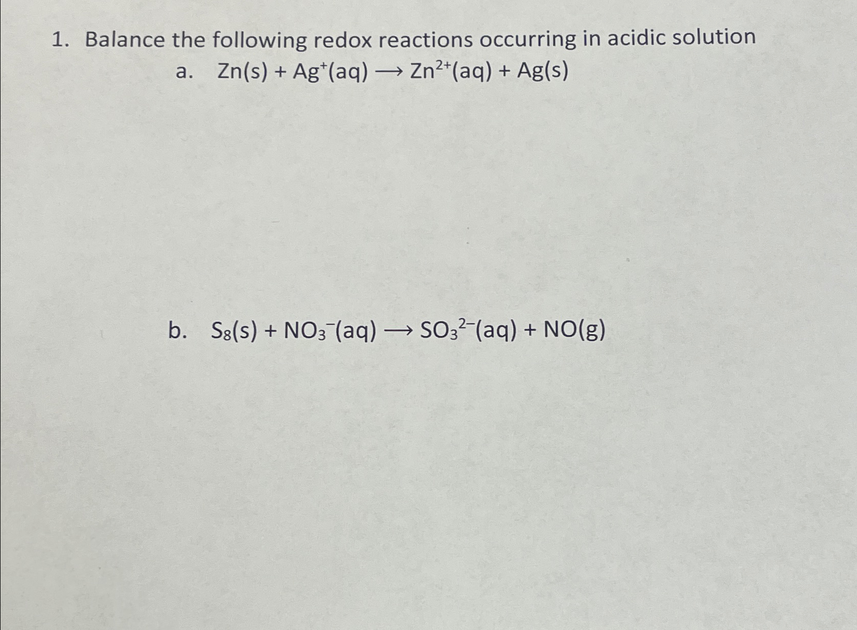 Balance the following redox reactions occurring in | Chegg.com
