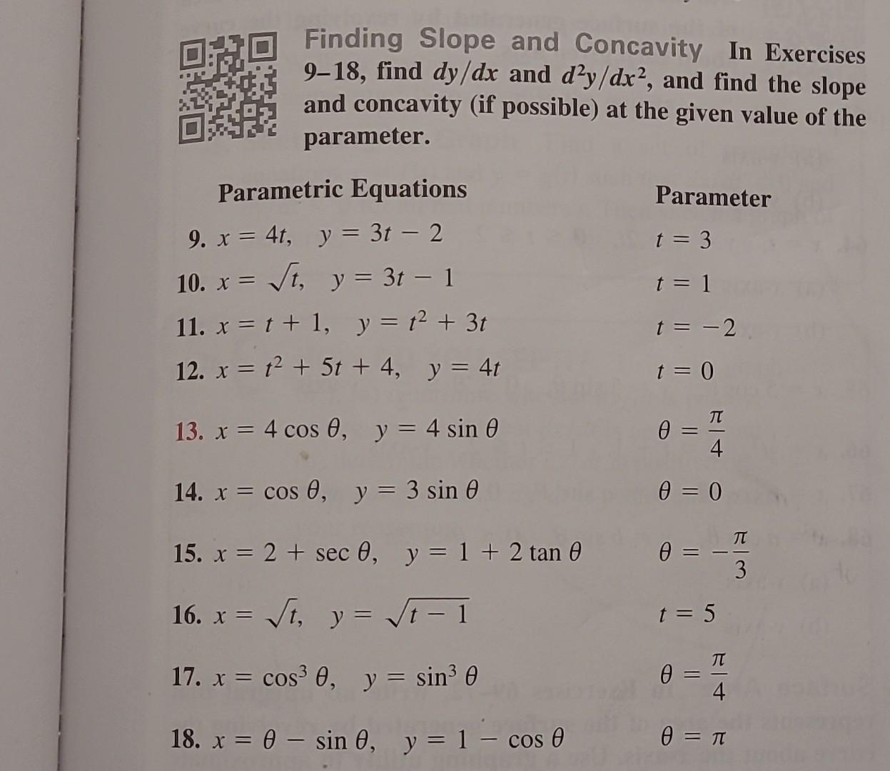 Solved Finding Slope and Concavity In Exercises 9-18, find | Chegg.com