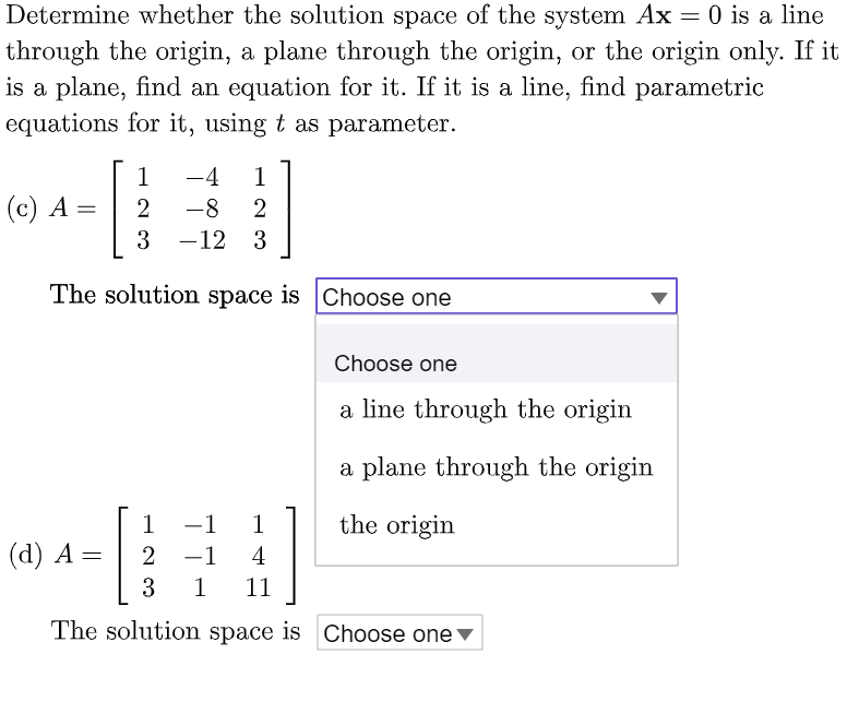 Solved Determine whether the solution space of the system | Chegg.com
