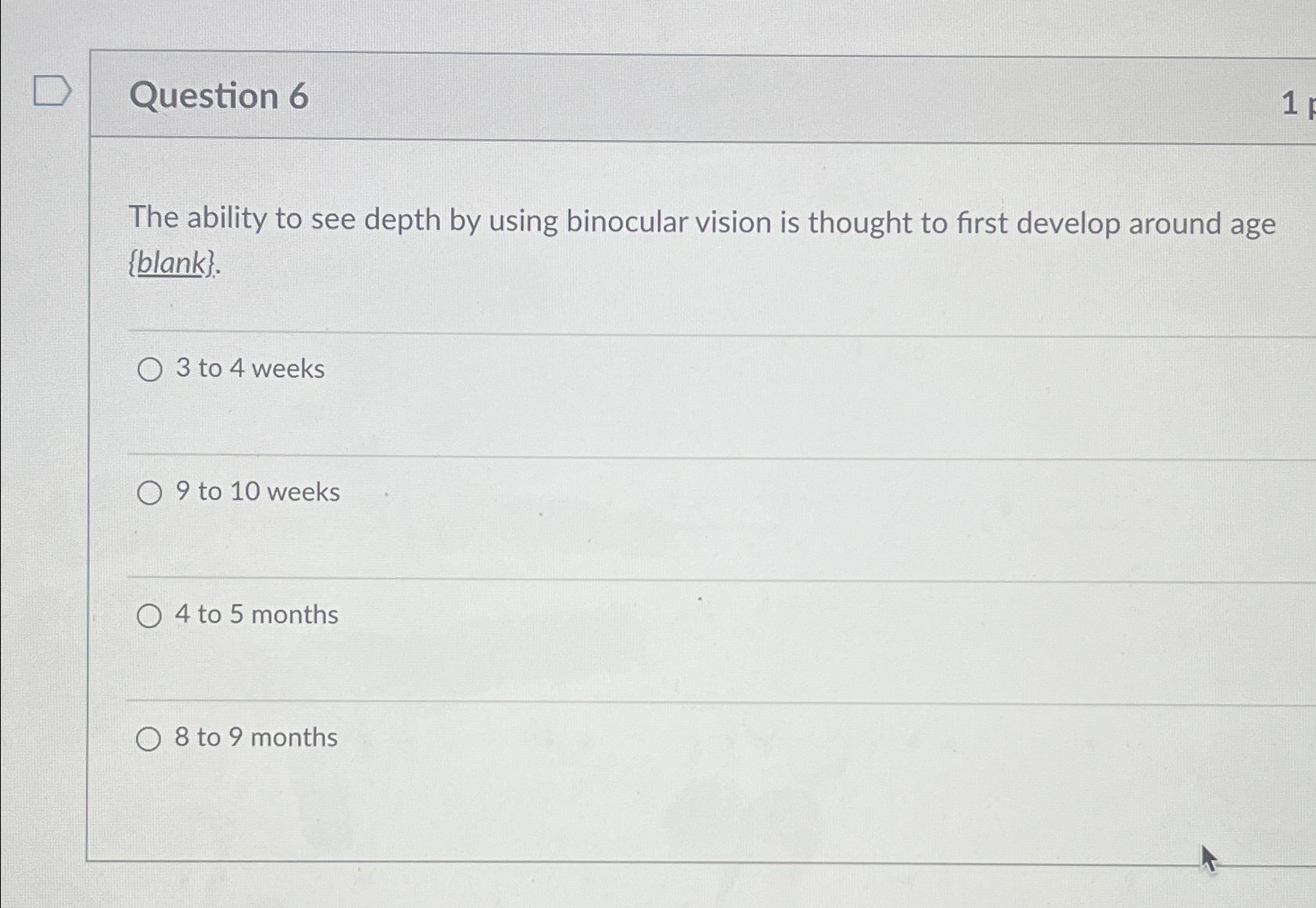 Solved Question 6The ability to see depth by using binocular | Chegg.com