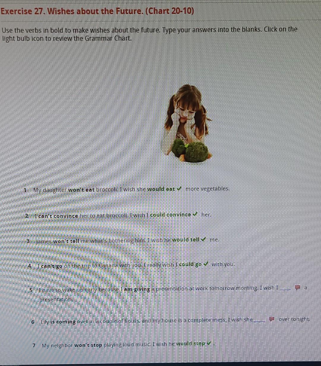 Exercise 27. Wishes about the Future. (Chart 20-10) | Chegg.com