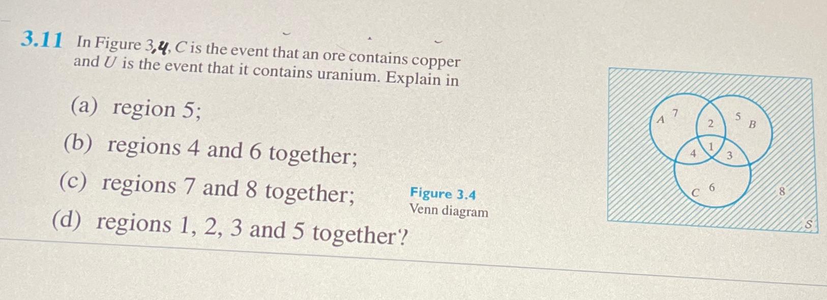 3.11 ﻿In Figure 3,4, C ﻿is the event that an ore | Chegg.com