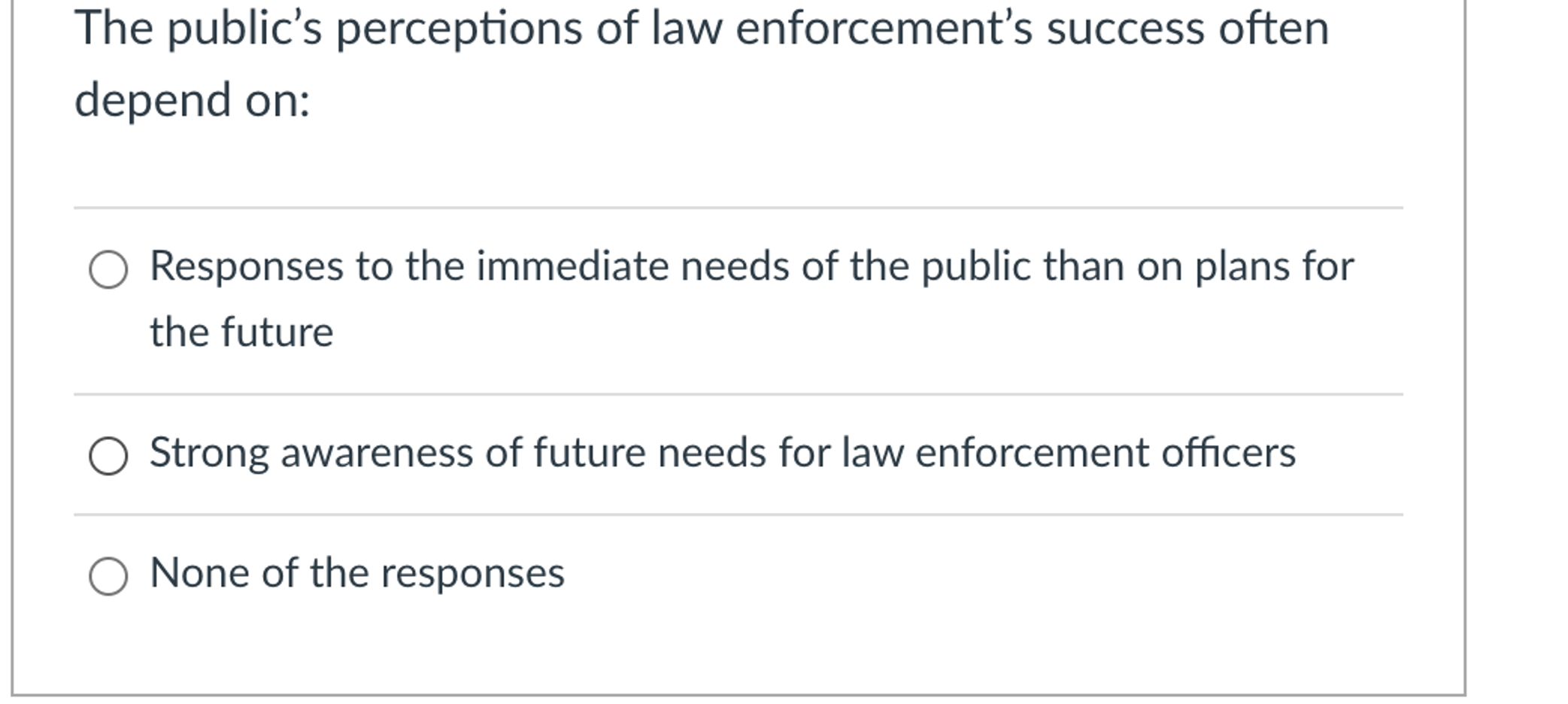 Solved The public's perceptions of law enforcement's success | Chegg.com