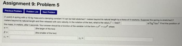 Solved Assignment 9: Problem 5 Previous Problem Problem List | Chegg.com