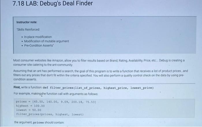 Solved 7.18 LAB: Debug's Deal Finder Instructor note: | Chegg.com