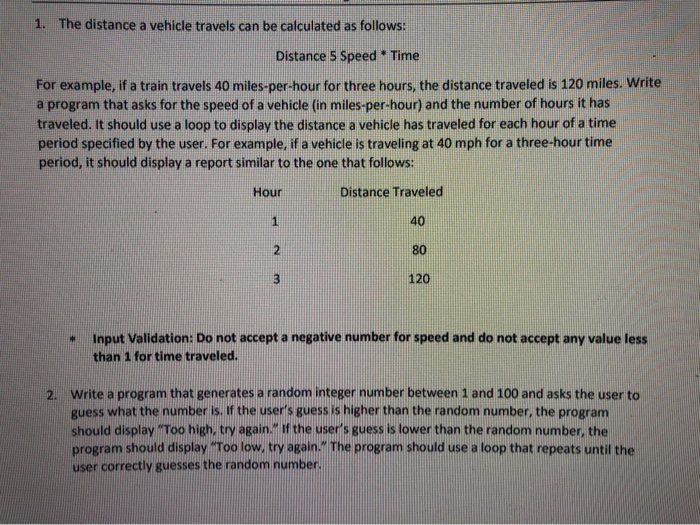 Solved 1. The distance a vehicle travels can be calculated | Chegg.com