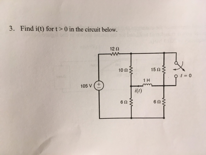 Solved Find i(t) for t > 0 in the circuit below. 3. 12 0 | Chegg.com
