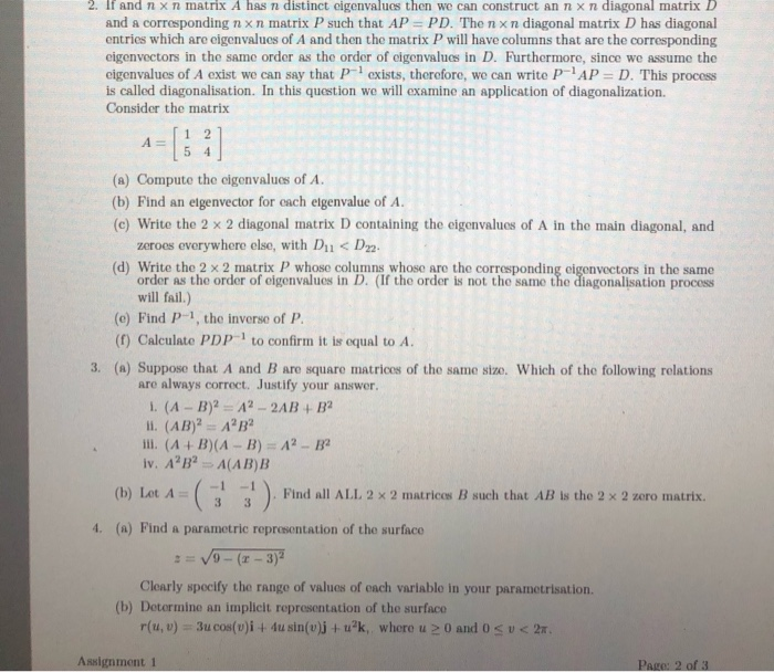 Solved 2. If and nx n matrix A has n distinct eigenvalues | Chegg.com