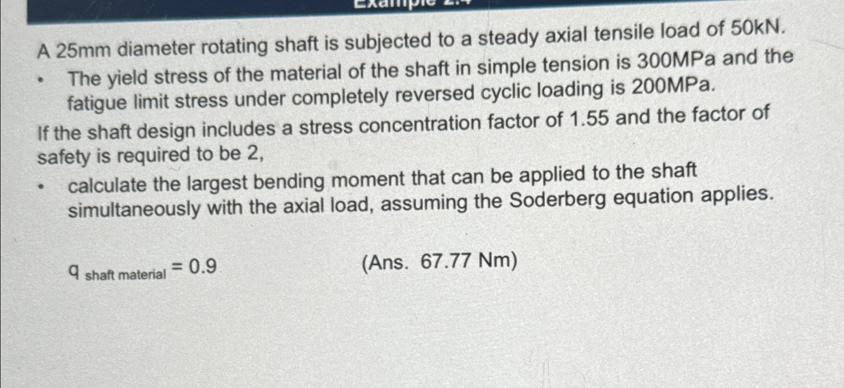 Solved A 25mm ﻿diameter rotating shaft is subjected to a | Chegg.com
