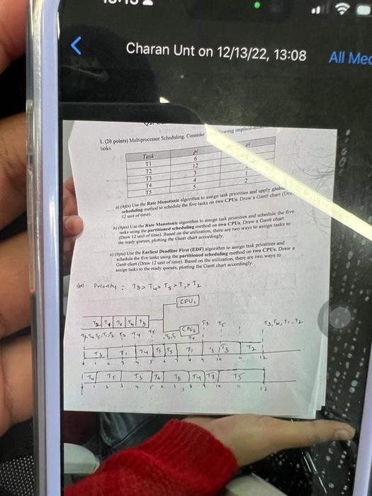 Solved 1. 29 polnts) Muliprocenor Schatulite Cornider triks | Chegg.com