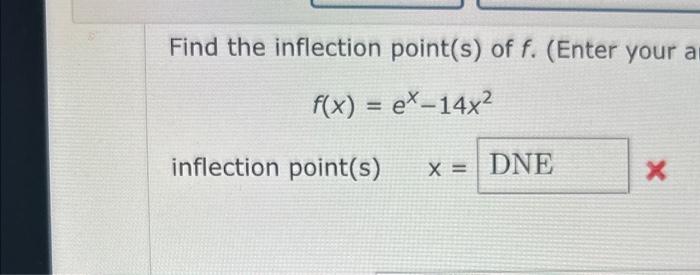 Solved Find the inflection point(s) of f. (Enter your a | Chegg.com