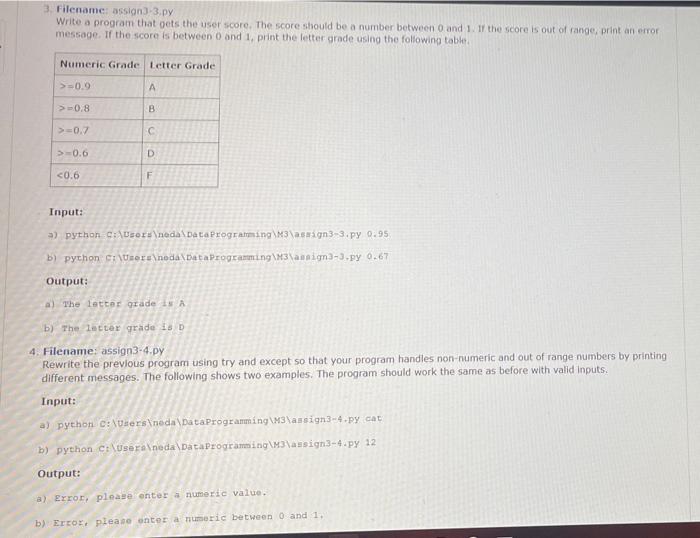Solved 3. Filename assigny We a program that gets the user | Chegg.com