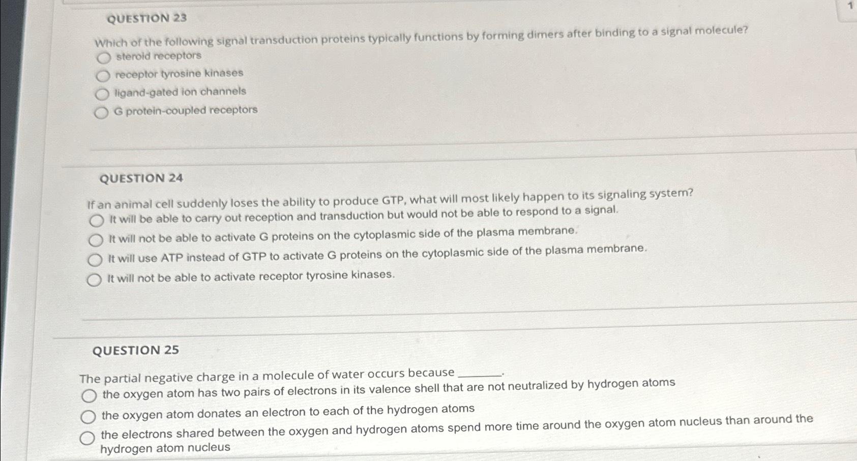 Solved QUESTION 23Which of the following signal transduction | Chegg.com