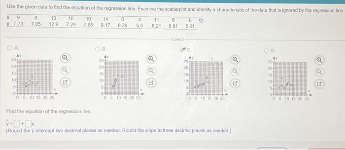 Solved Use the given data to find the equation of the | Chegg.com