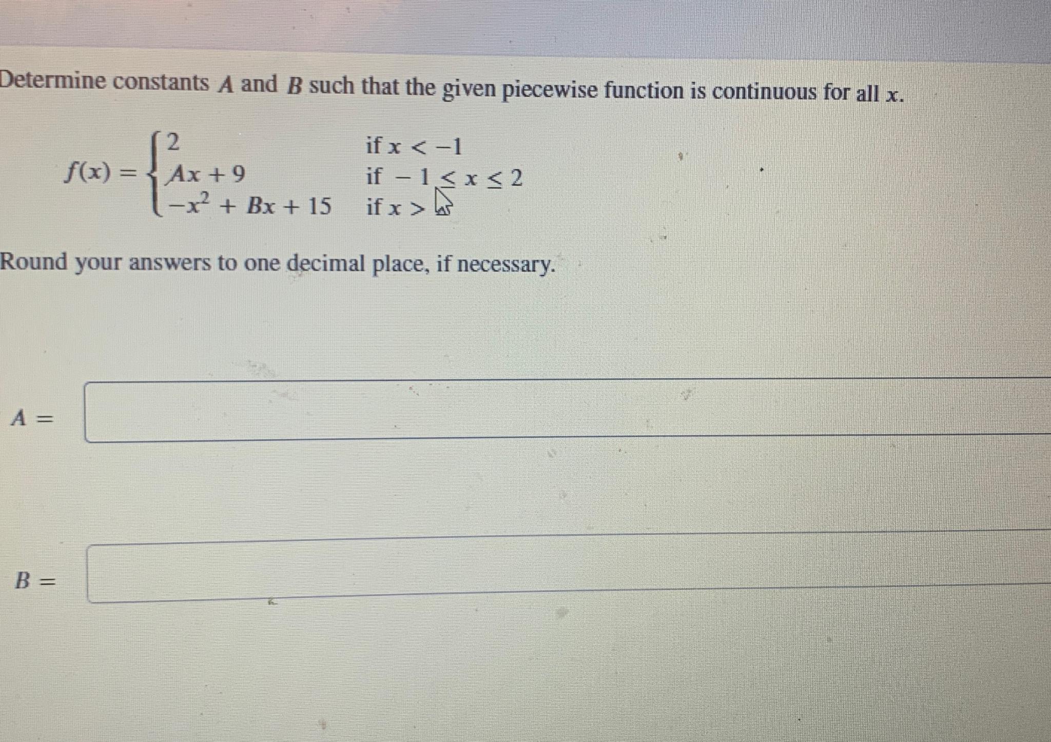 Solved Determine constants A and B ﻿such that the given | Chegg.com