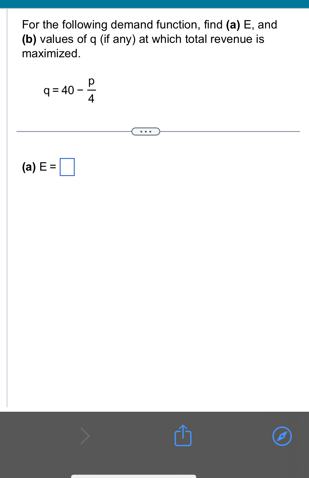 Solved For the following demand function, find (a) ﻿E, ﻿and | Chegg.com