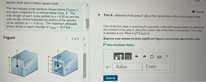 Solved square shaft and a hollow square shaft. The two | Chegg.com