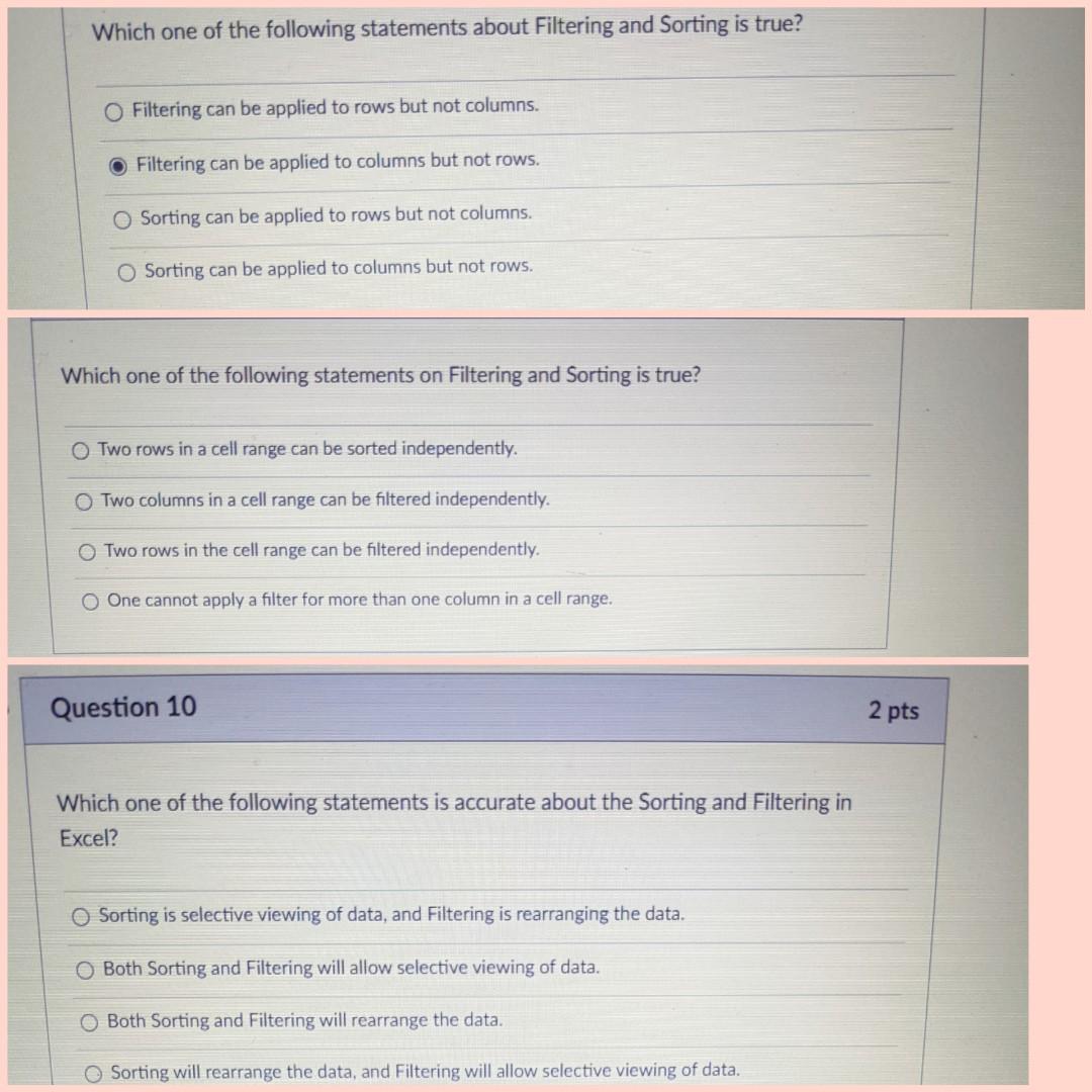 Solved Which one of the following statements about Filtering | Chegg.com