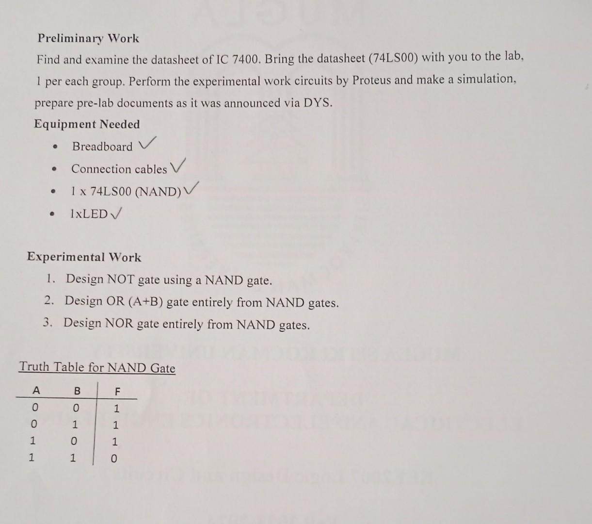 Solved Preliminary Work Find and examine the datasheet of IC | Chegg.com