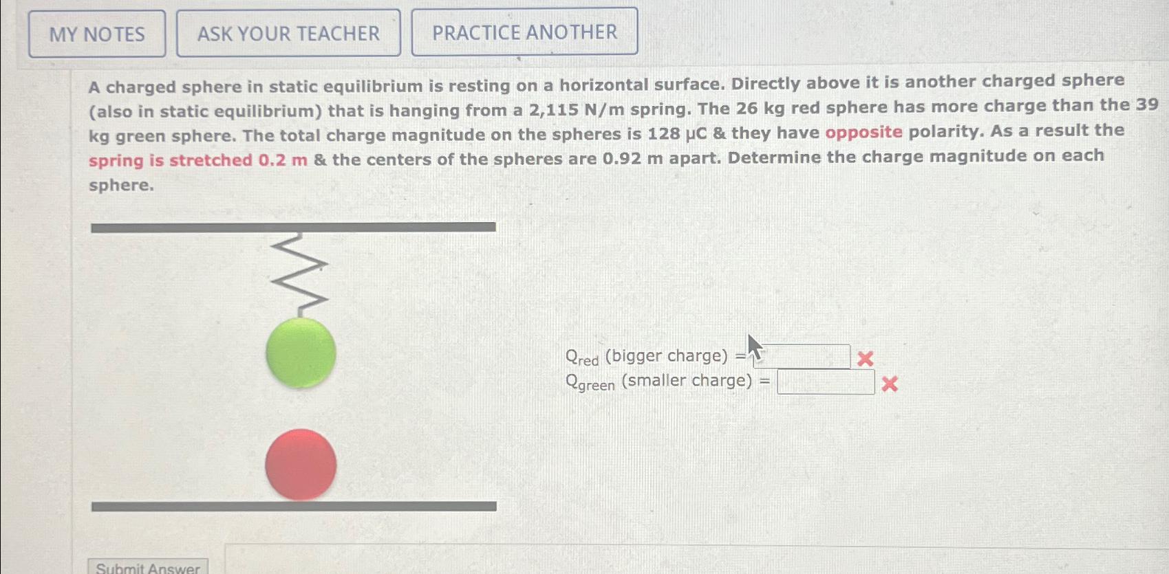 Solved A charged sphere in static equilibrium is resting on | Chegg.com