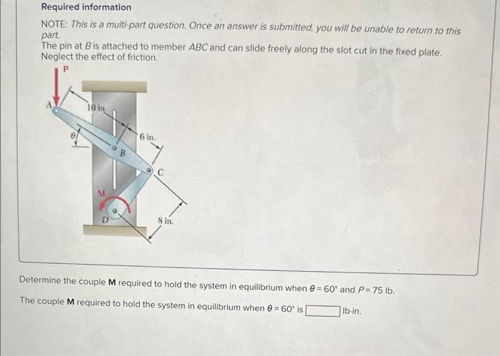 Solved Required information NOTE: This is a multi-part | Chegg.com