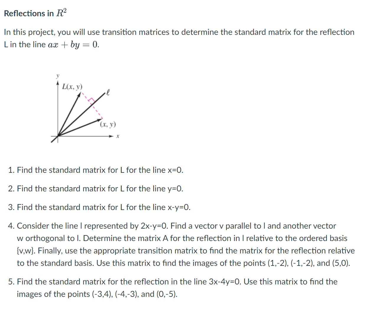 Solved Reflections in R2In this project, you will use | Chegg.com