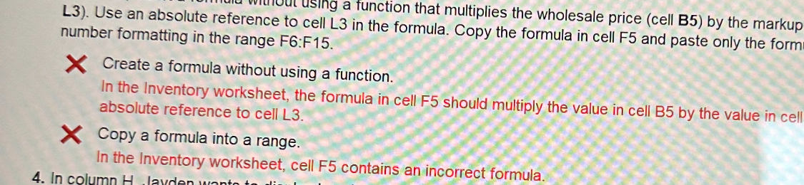 Solved L3). ﻿Use an absolute reference to number formatting | Chegg.com