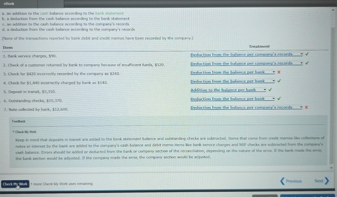 Solved eBooka. ﻿an addition to the cash balance according to | Chegg.com