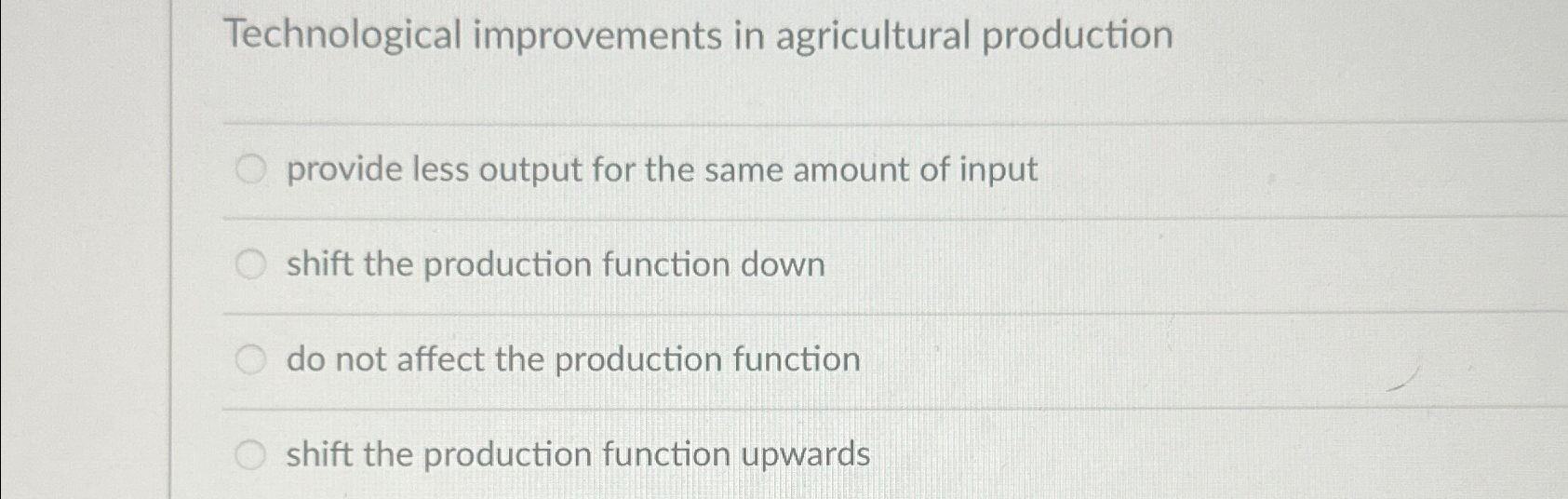 Solved Technological improvements in agricultural | Chegg.com