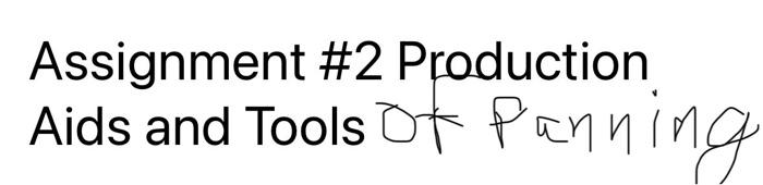 Solved Assignment \#2 Production Aids and Tools of Panning | Chegg.com