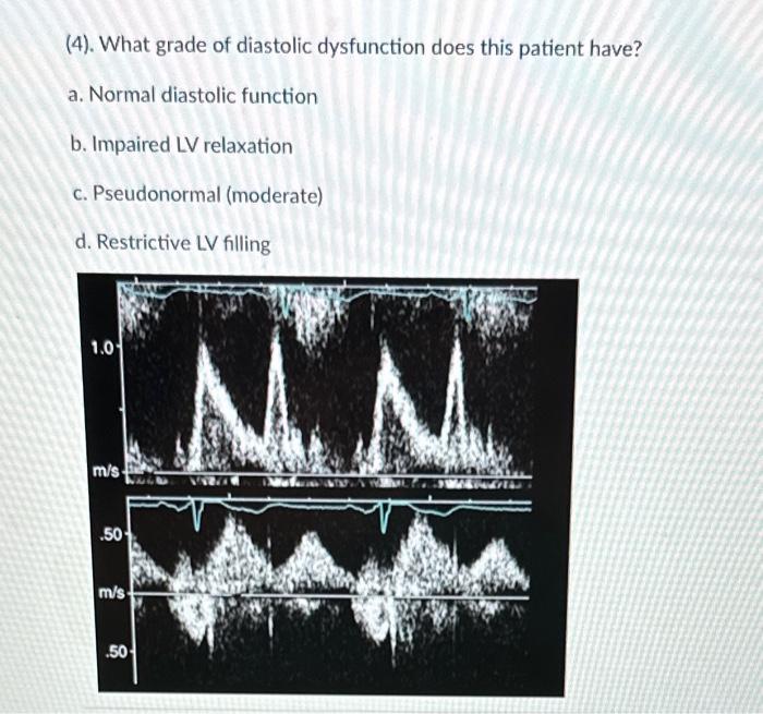 Solved (4). What grade of diastolic dysfunction does this | Chegg.com