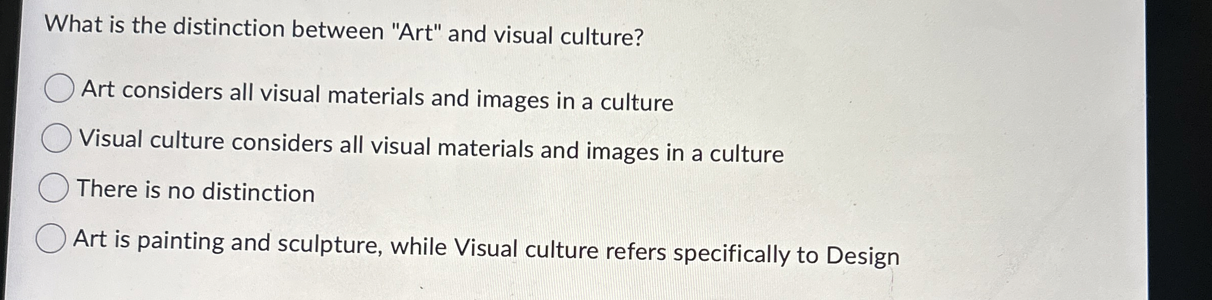 Solved What is the distinction between "Art" and visual | Chegg.com