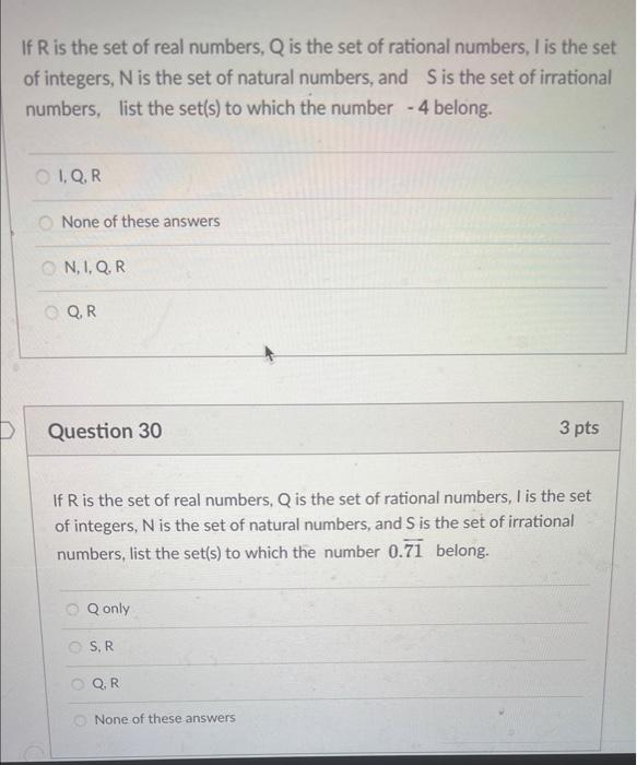 Solved If R is the set of real numbers, Q is the set of | Chegg.com