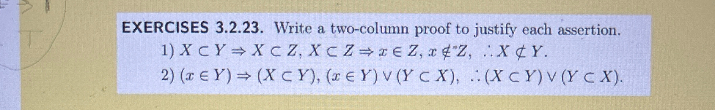 Solved EXERCISES 3.2.23. ﻿Write a two-column proof to | Chegg.com