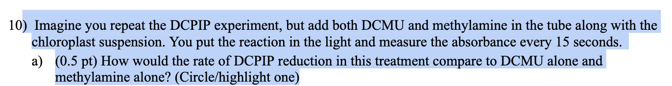Solved imahine you repeatImagine you repeat the DCPIP | Chegg.com