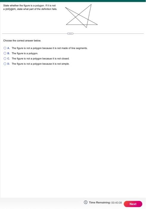 Solved State whether the figure is a polygon. If it is nof a | Chegg.com